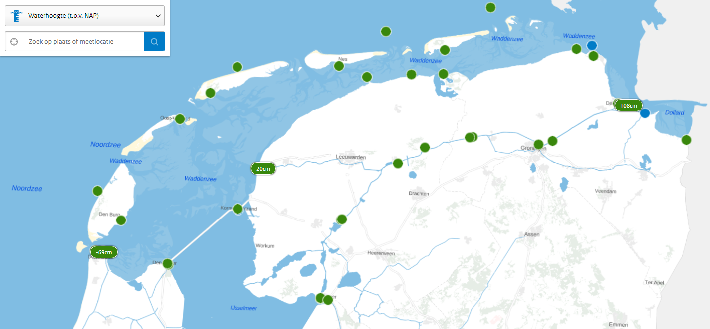 Waterstanden vaarweg Lemmer - Delfzijl - Waterinfo Extra