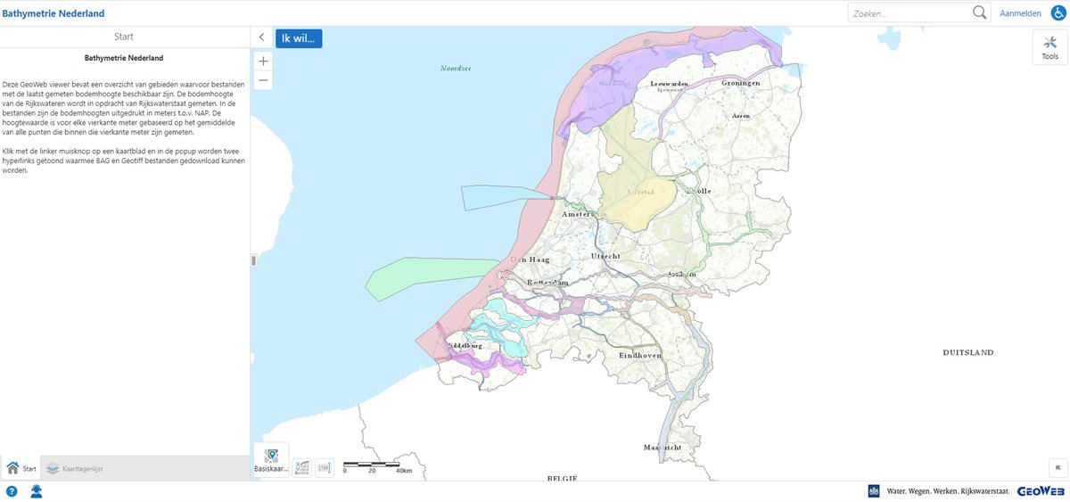 Kaartviewer Bathymetrie Nederland - Waterinfo Extra